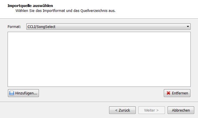 OpenLP Wiki: Lieder importieren